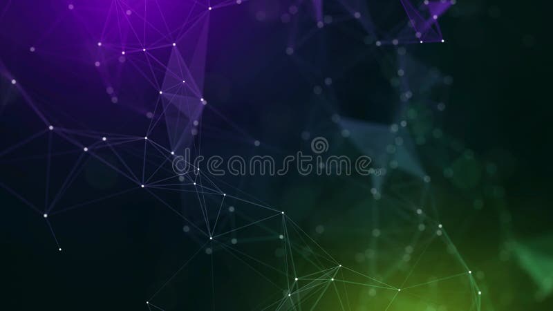 Futuristic Green Violet Light Flare Flickering Connected Lines Dots and ...