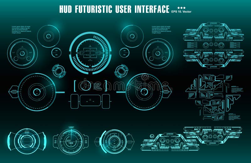 Futuristic Green Virtual Graphic Touch User Interface, Target. HUD Dashboard Display Virtual ...