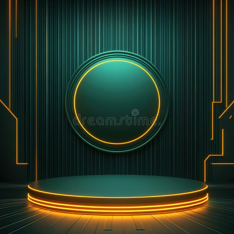 Futuristic Green and Yellow Neon Platform. Stock Illustration ...
