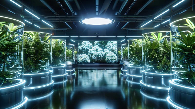 Futuristic Greenhouse with Advanced Hydroponic System, Featuring ...