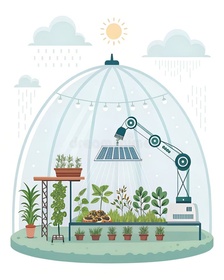 Futuristic Greenhouse Dome – Vector Illustration. Stock Illustration ...