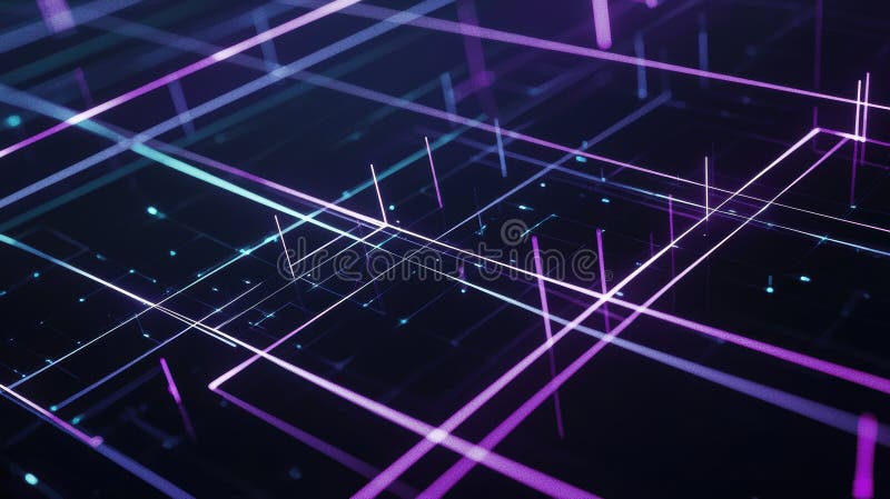 Futuristic Grid with Glowing Lines and Dynamic Movement Stock ...