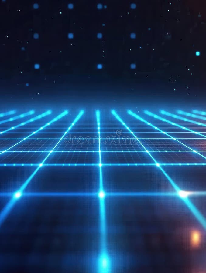 Futuristic Grid Illuminated by Holographic Effects with a Focus Point ...