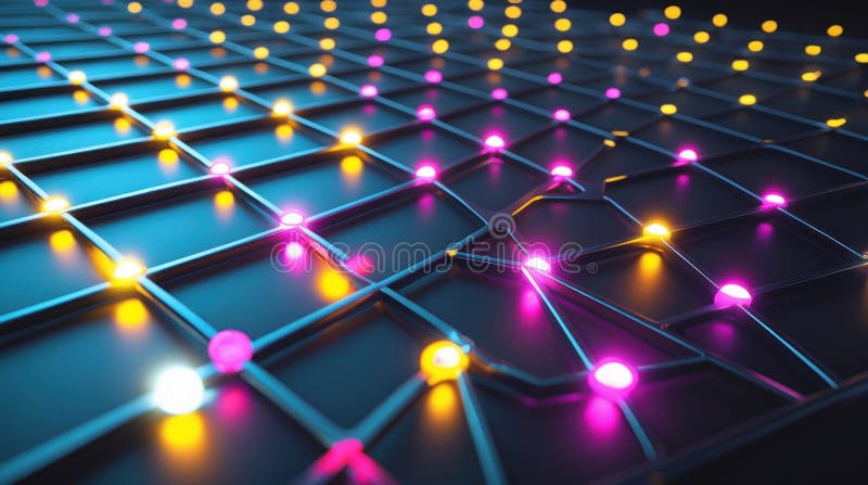 Futuristic Grid with Illuminated Nodes: a High-Tech Network Design for ...