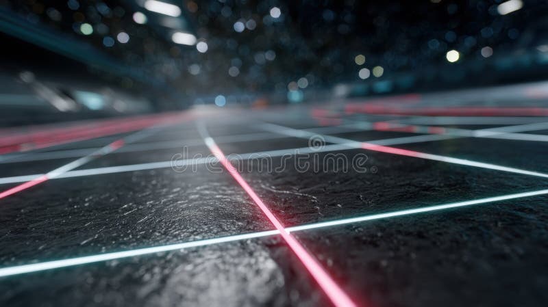 Futuristic Grid Network - Abstract Technology Design Stock Illustration ...