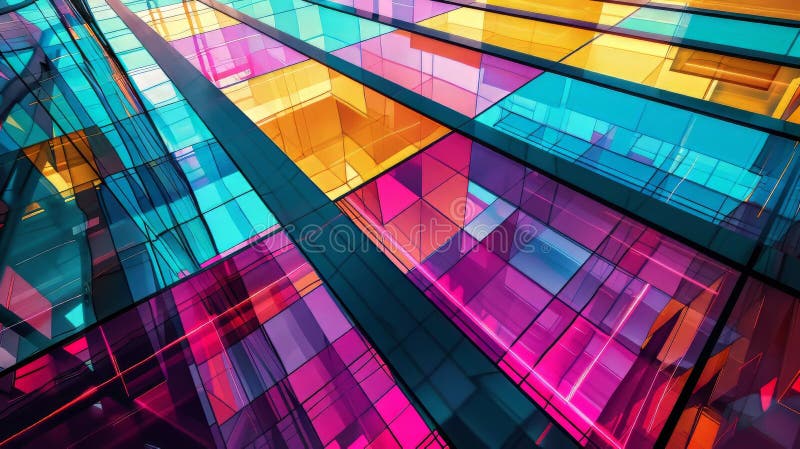 Futuristic Grid Pattern with Bold Color Palette Stock Illustration ...