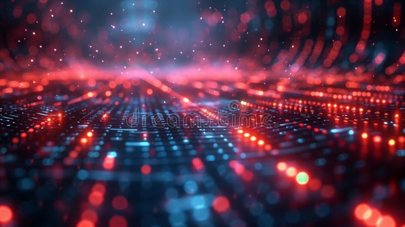 Futuristic Grid Pattern with Glowing Lines Stock Image - Image of dark ...