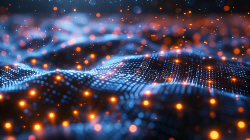 Futuristic Grid Pattern with Glowing Lines Stock Image - Image of ...