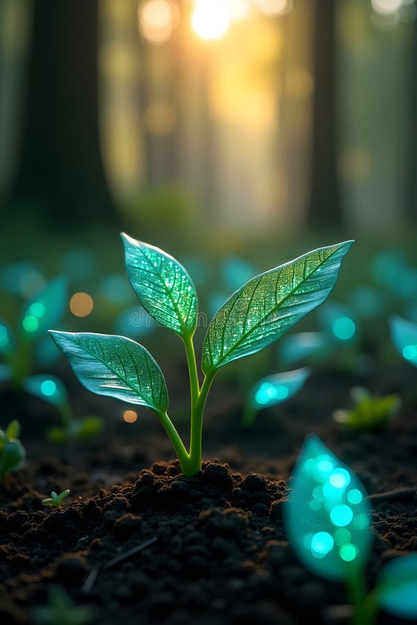 Futuristic Growth — AI-Generated Vision of Digital Nature Stock Photo ...