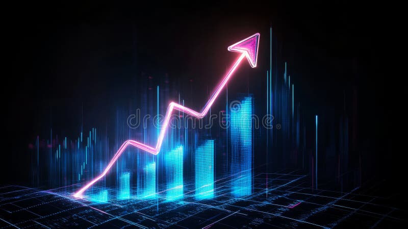Futuristic Growth Graph Featuring an Upward Arrow a Modern Digital ...