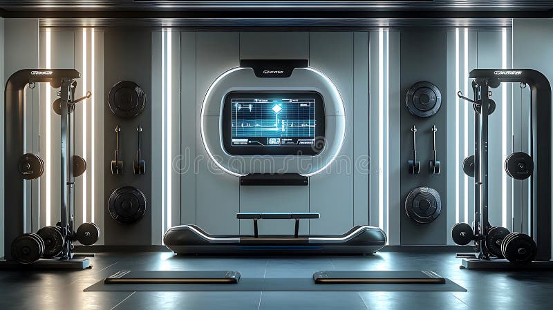 Futuristic Gym Interior with Advanced Training Equipment and Sleek ...