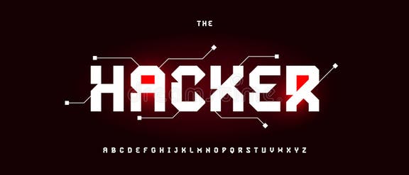 Futuristic Hacker Font Design with Glowing Red Cyber Elements, Digital ...