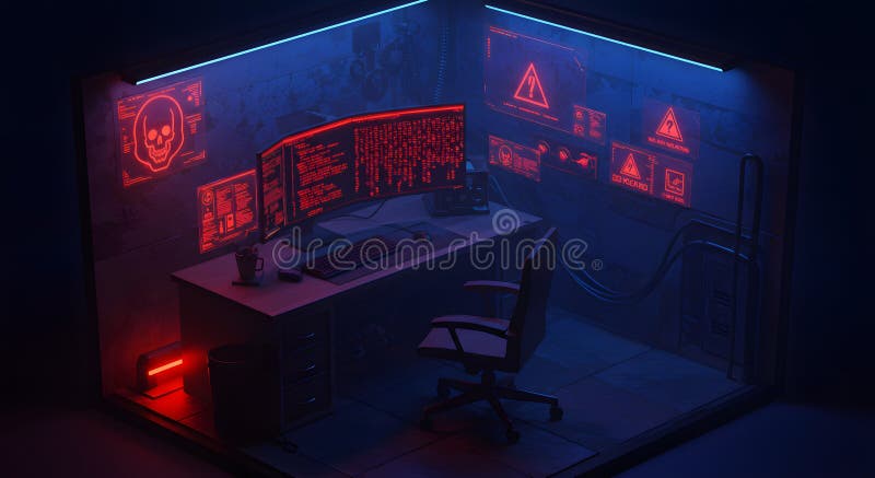 Cyberpunk Hacker Workstation Stock Image - Image of intelligence ...