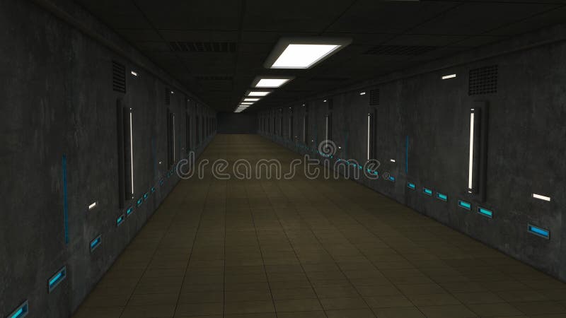 Futuristic Hall Alien Spaceship Stock Illustration - Illustration of ...