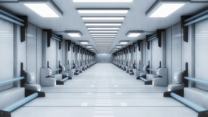 Futuristic Hall Architecture Stock Illustration - Illustration of ...