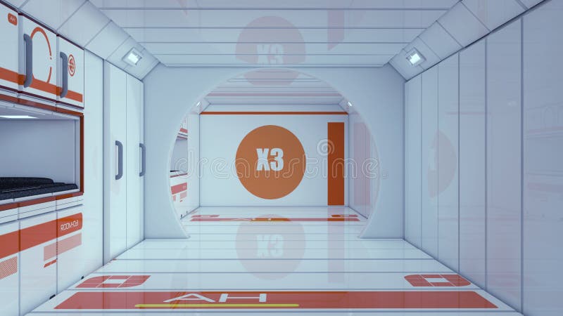 Futuristic Hall Architecture Stock Illustration - Illustration of alien ...