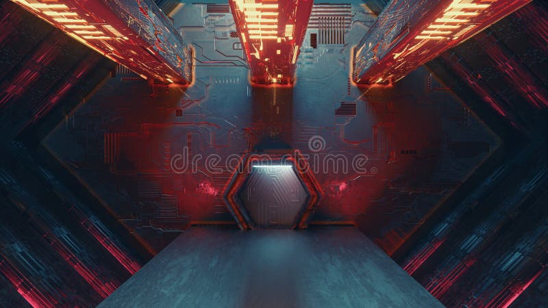Futuristic Hall. Futuristic Interior of a Hall To a Gate. Stock ...