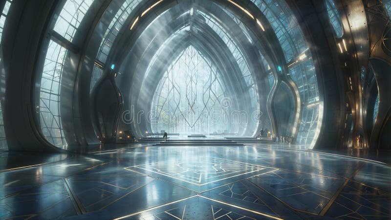 Futuristic Hall Interior stock illustration. Illustration of clean ...