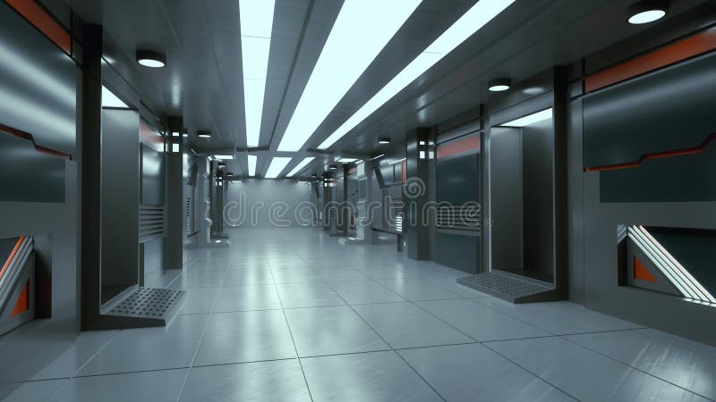 Futuristic Hallway. Concept of Modern Architecture and Interior ...