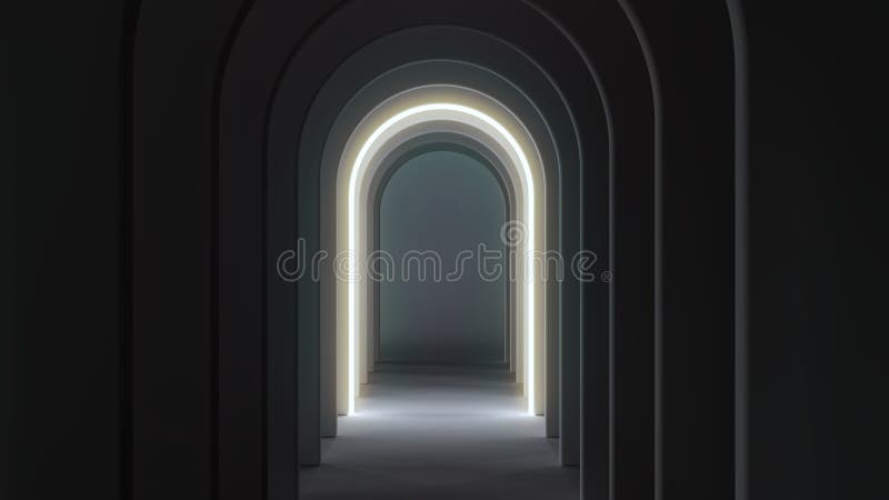 Futuristic Hallway 3D Rendering Stock Illustration - Illustration of ...