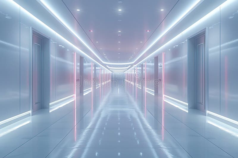 Futuristic Hallway stock illustration. Illustration of bright - 335341240