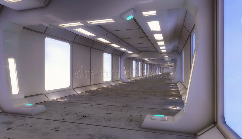 Futuristic Hallway. Interior Concept Design Stock Illustration ...