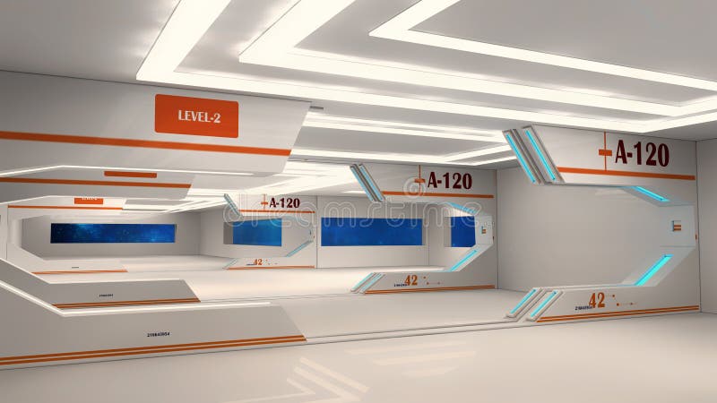 Futuristic Hallway. Interior Concept Design Stock Illustration ...