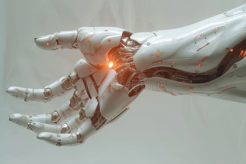 Futuristic Hand of an Artificial Intelligence Robot. Generative AI ...