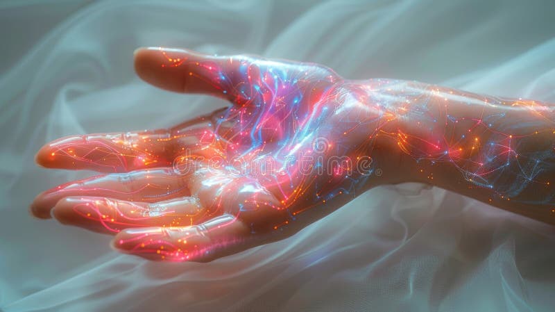 Futuristic Hand Interacting with Digital Screen Depicting Advanced ...