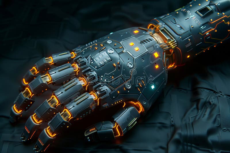 A Futuristic Hand with Glowing Lights Stock Photo - Image of light ...