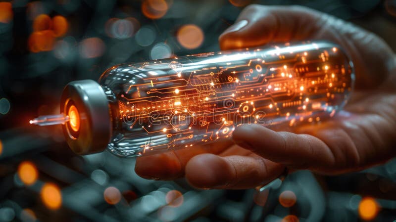 Futuristic Hand Holding Digital Circuit Capsule - Generative Ai Stock ...
