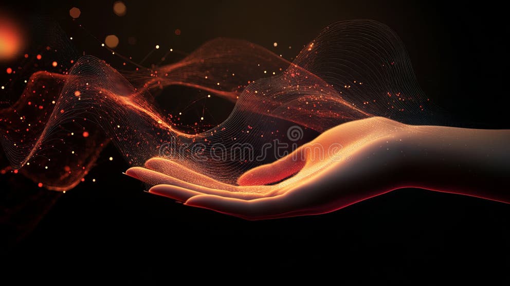 Futuristic Hand Holding Digital Energy Streams in a Technological ...