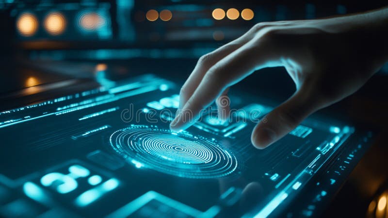 Futuristic Hand Hovering Over Digital Interface Stock Illustration ...