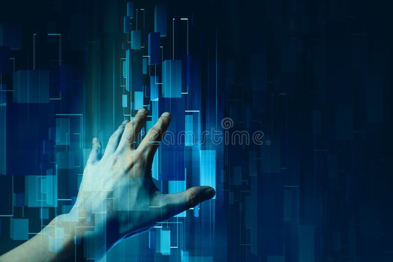 Futuristic Hand Interacting with Digital Circuit Network Aiand Cyber ...