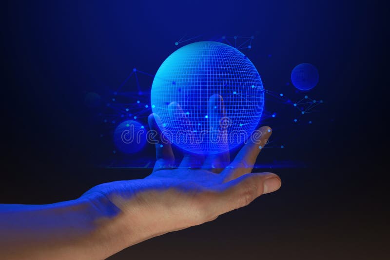 Futuristic Hand Interacting with Digital Circuit Network Aiand Cyber ...