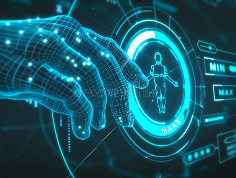 Futuristic Hand Interacting with Digital Interface Stock Image - Image ...