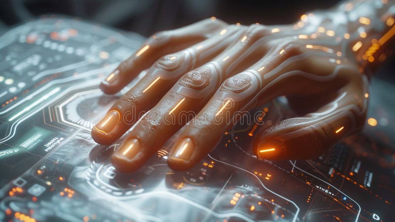 Futuristic Hand Interface stock photo. Image of holographic - 328449024