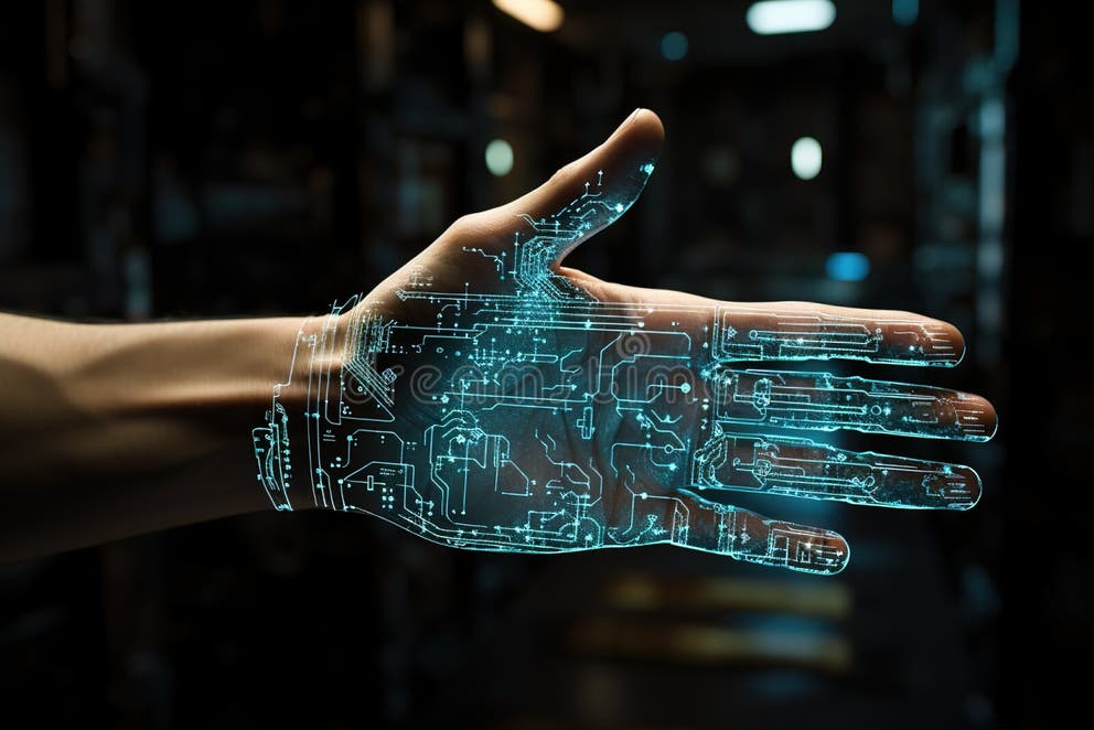 A Futuristic of Hand Interface. Stock Illustration - Illustration of ...