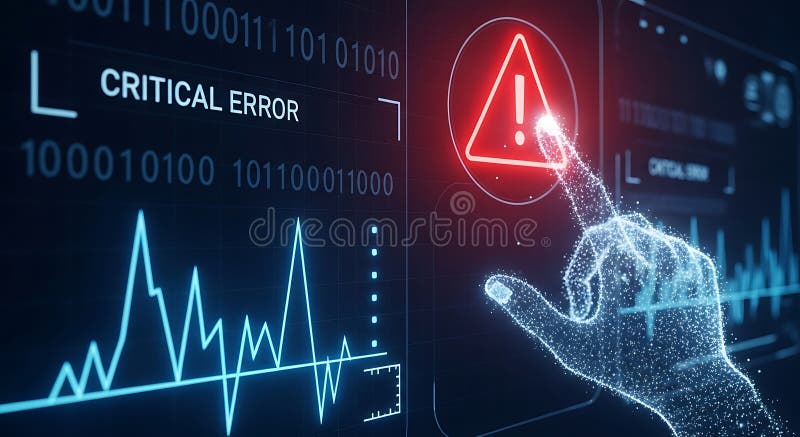 Futuristic Hand Pointing at Error Alert on Digital Screen Ideal for ...