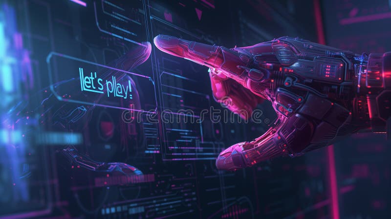Futuristic Hand Points To Let S Play Inscription Stock Photo - Image of ... Futuristic Hand Points To Let S Play Inscription Stock Photo - Image of ...
