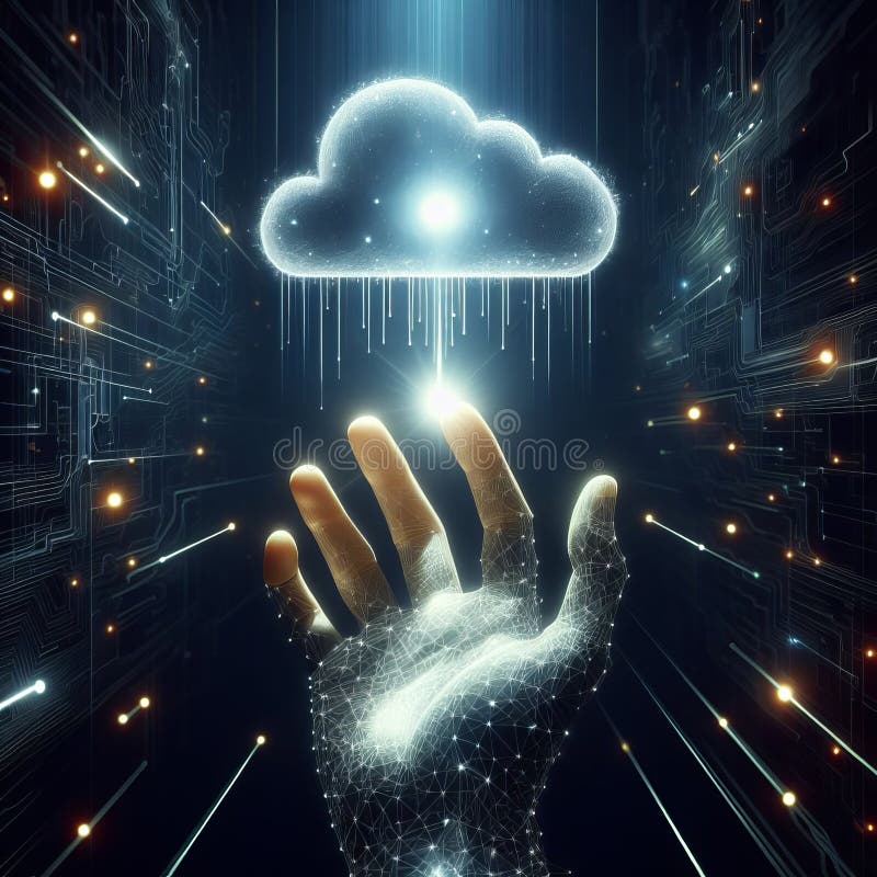 Futuristic Hand Reaching Towards Cloud Digital Space Stock Photos - Free & Royalty-Free Stock ...