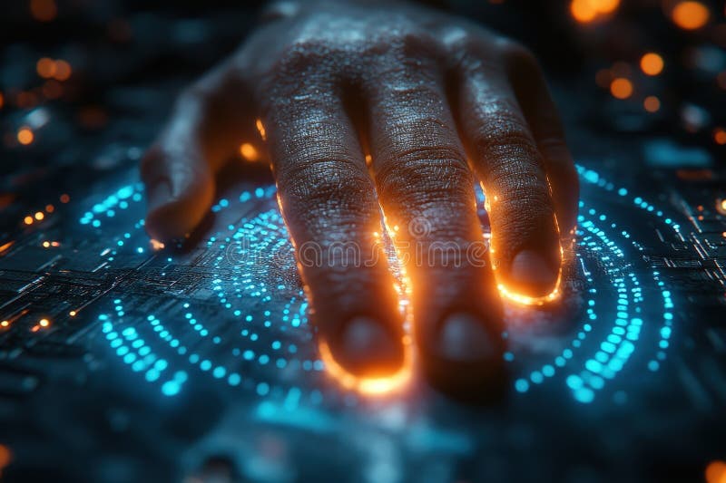Futuristic Hand Scan Biometric Security Interface Stock Illustration ...