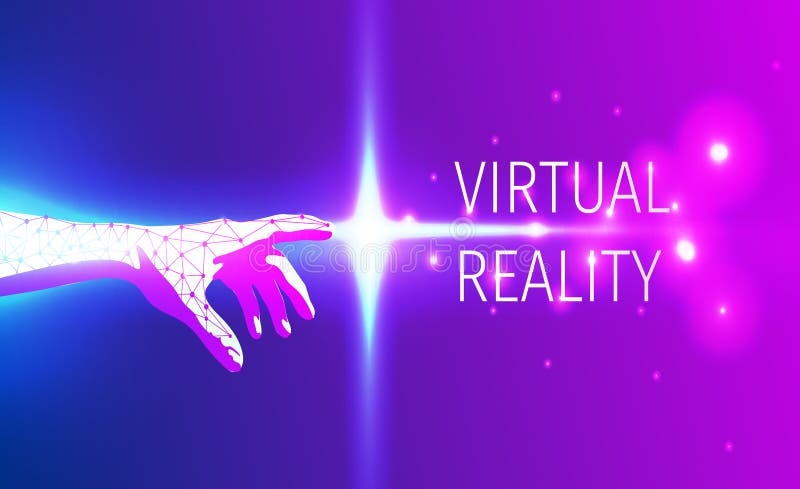 Futuristic Hand Touch of Virtual Reality Space. Stock Vector ...