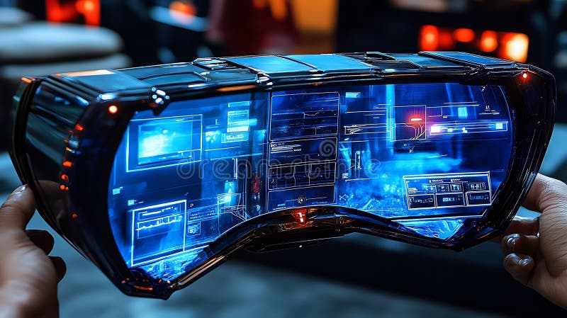 A Futuristic Handheld Device Displaying Multiple User Interface Screens ...