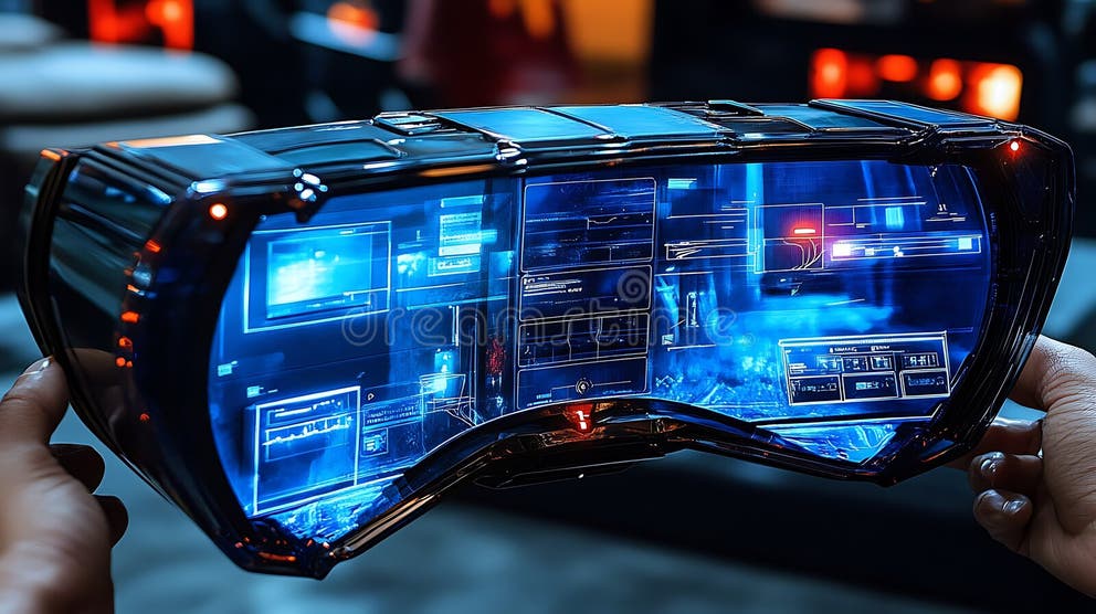 A Futuristic Handheld Device Displaying Multiple User Interface Screens ...