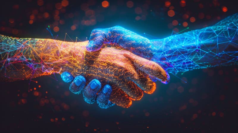 Futuristic Handshake with Digital Transition in Recruitment or ...