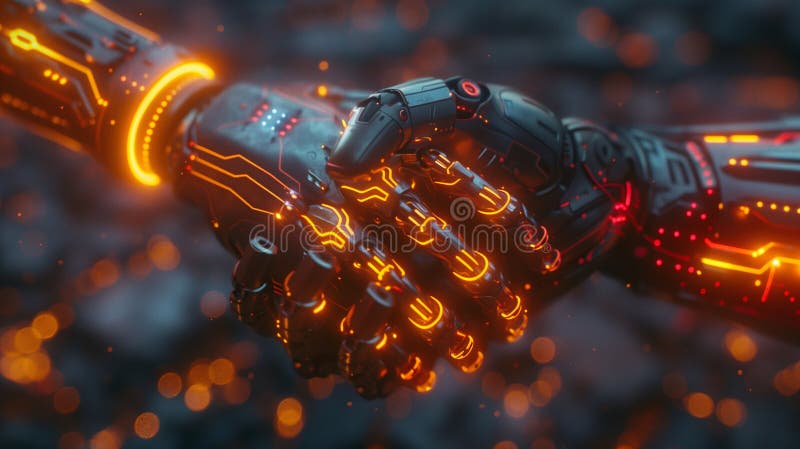 Futuristic Handshake between Human and AI Robotic Hand Stock ...