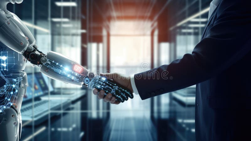 Human-Robot Collaboration stock illustration. Illustration of research ...