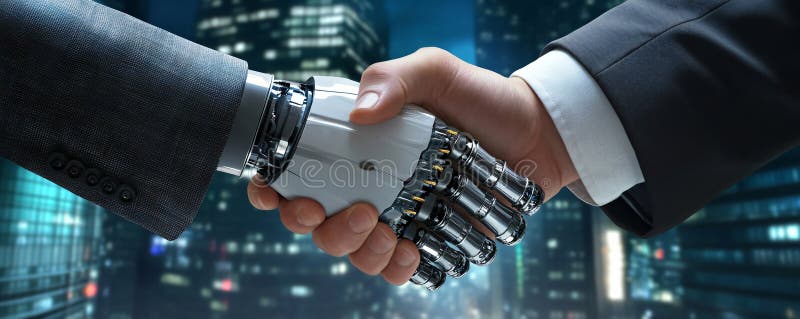 Futuristic Handshake Robot AI Business Deal High Quality Image Stock ...