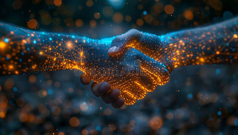 Symbolizing a Digital Handshake Representing Technology and ...